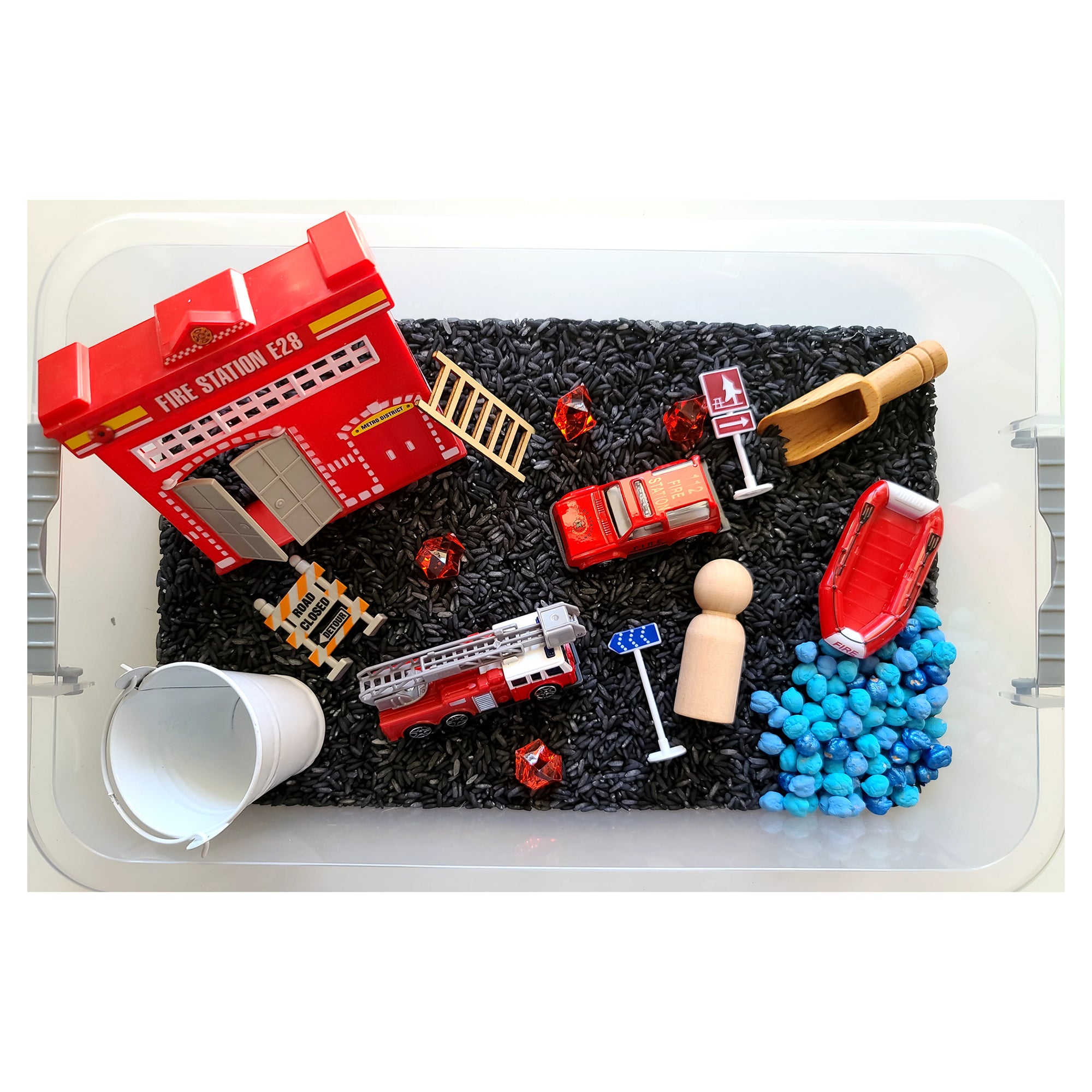 Fire Rescue Rice Kit | Naturally Clever Sensory Play